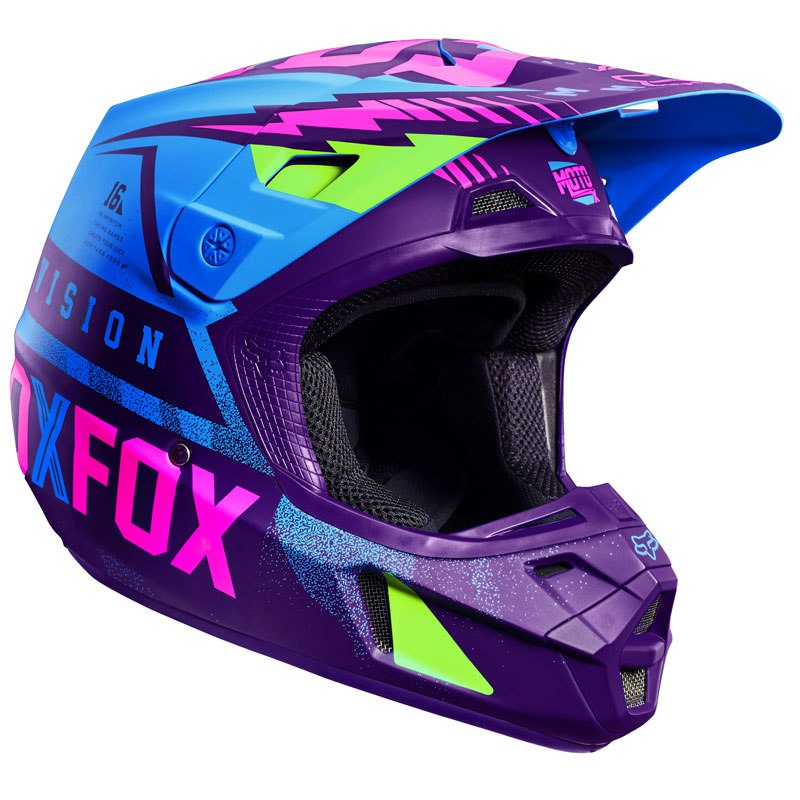 Casque cross Fox V2 180 VICIOUS EDITION SPECIALE BLUE - Casque cross ...