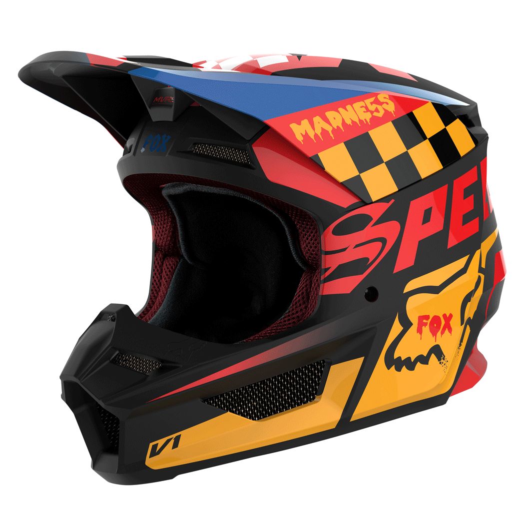 Casque cross Fox V1 YOUTH - CZAR - BLACK YELLOW - Enfant - Motoblouz.com