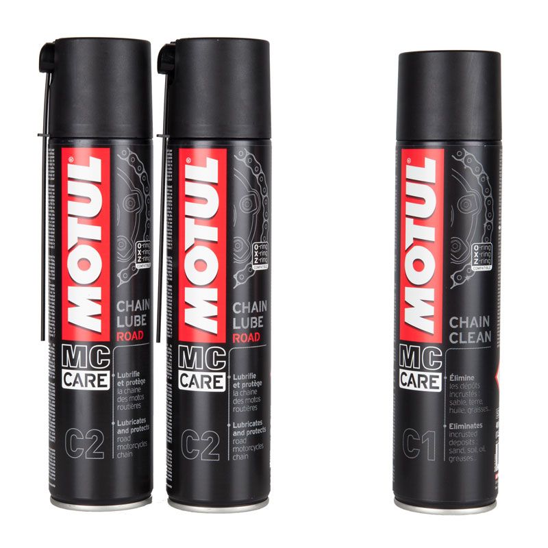 Graisse chaine Motul CHAIN LUB ROAD 400ML + NETTOYANT CHAIN CLEAN 400ML ...