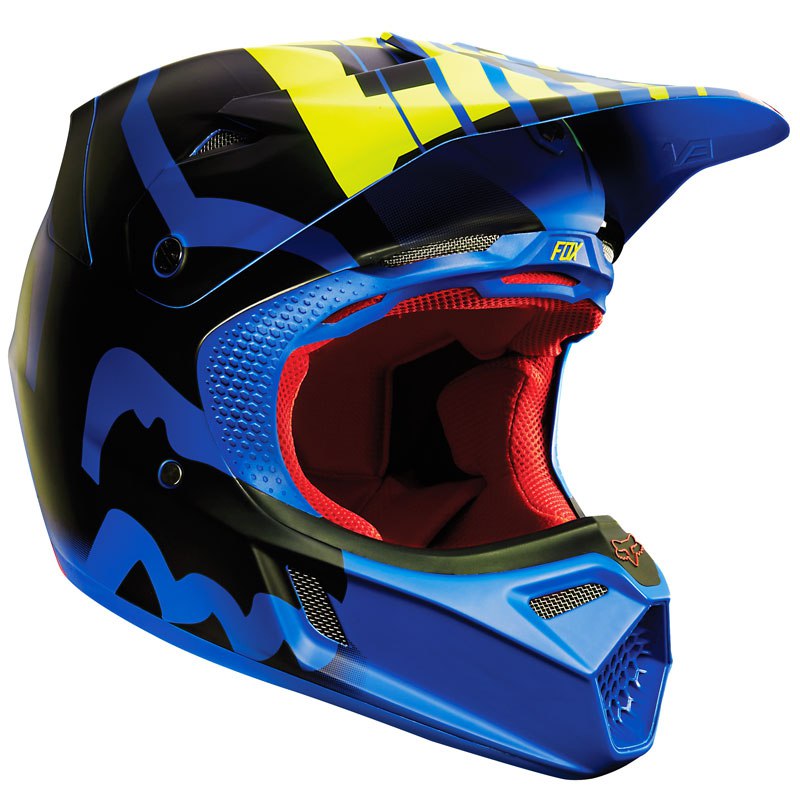Casque cross Fox V3 SAVANT BLUE - Casque cross - Motoblouz.com
