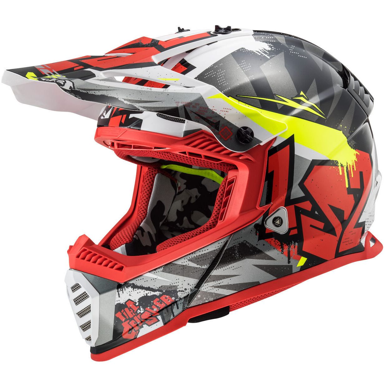 Casque cross LS2 MX437 - FAST EVO - CRUSHER - BLACK RED - Casque cross ...