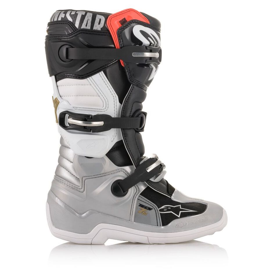 Bottes cross Alpinestars TECH 7S - BLACK SILVER WHITE GOLD - Pilote ...