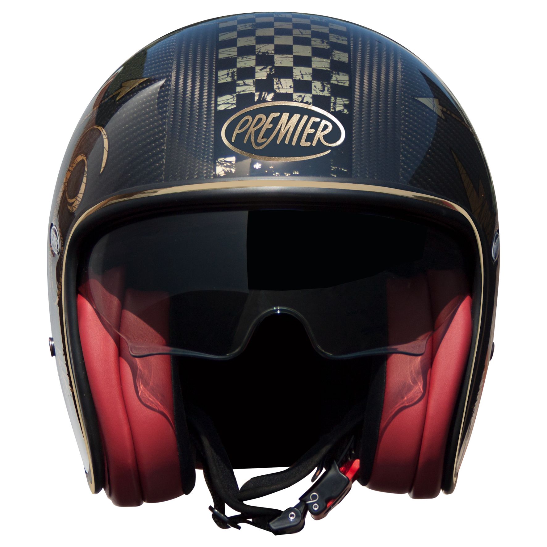 Casque Premier VINTAGE - CARBON NX - GOLD CHROME - Casque jet ...